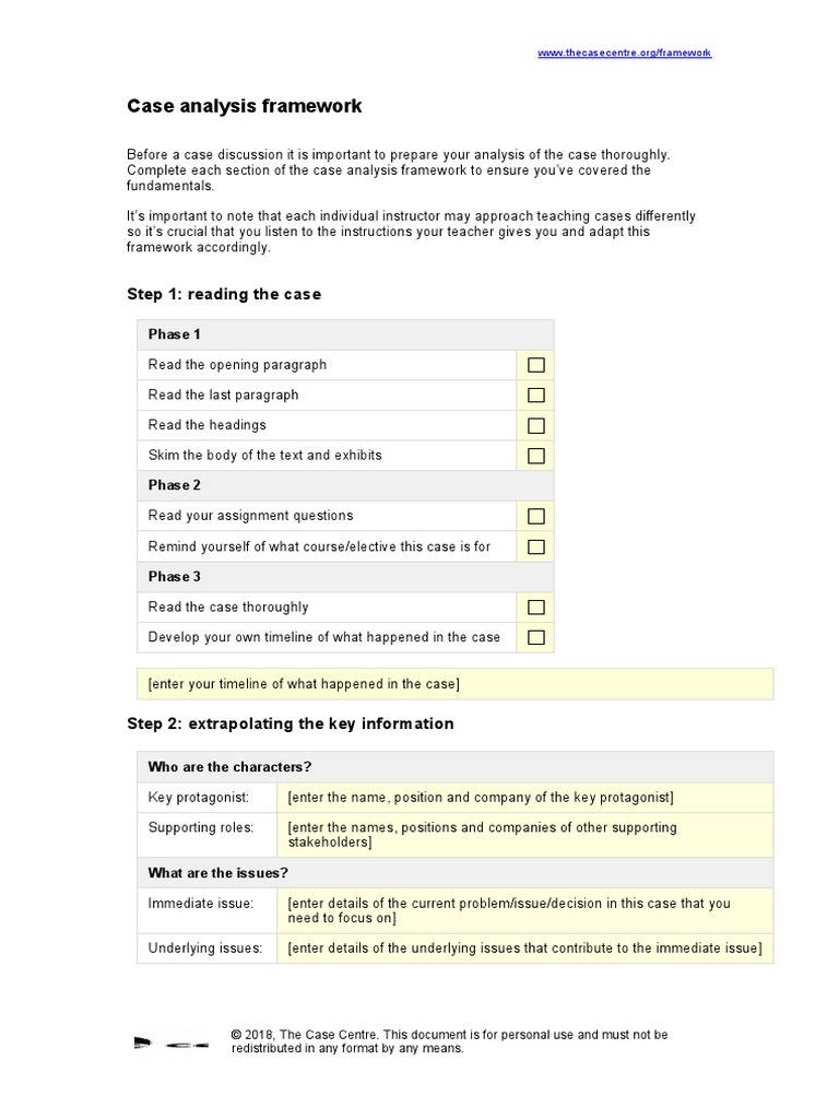 Case Analysis Framework: Step 1: Reading The Case | PDF | Pedagogy ...