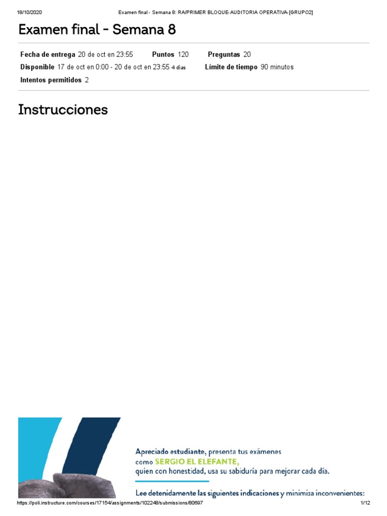 Examen Final - Auditoria Operativa PDF | PDF | Auditoría | Prueba (evaluación)