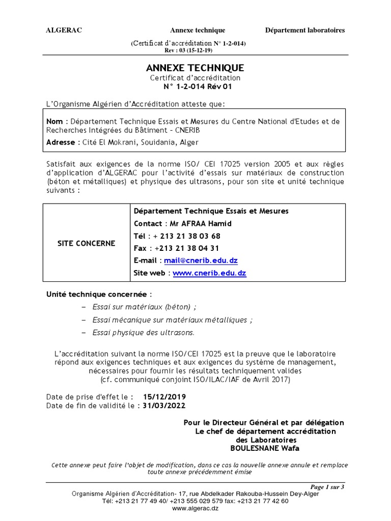 Annexe Technique Cnerib 1 PDF | PDF | Béton | Matériaux