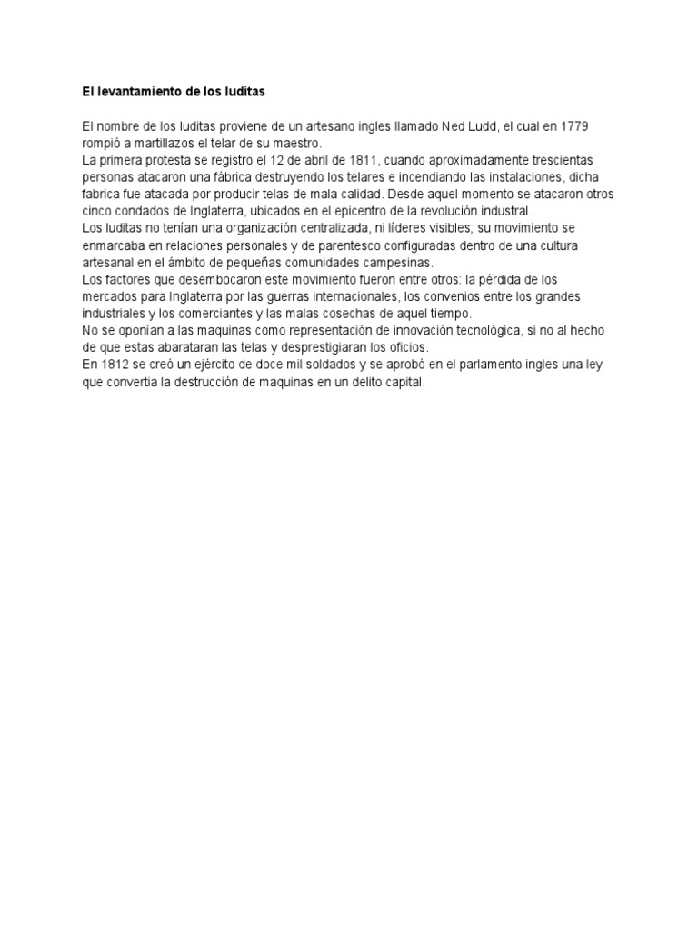 El Levantamiento de Los Luditas | PDF | Historia