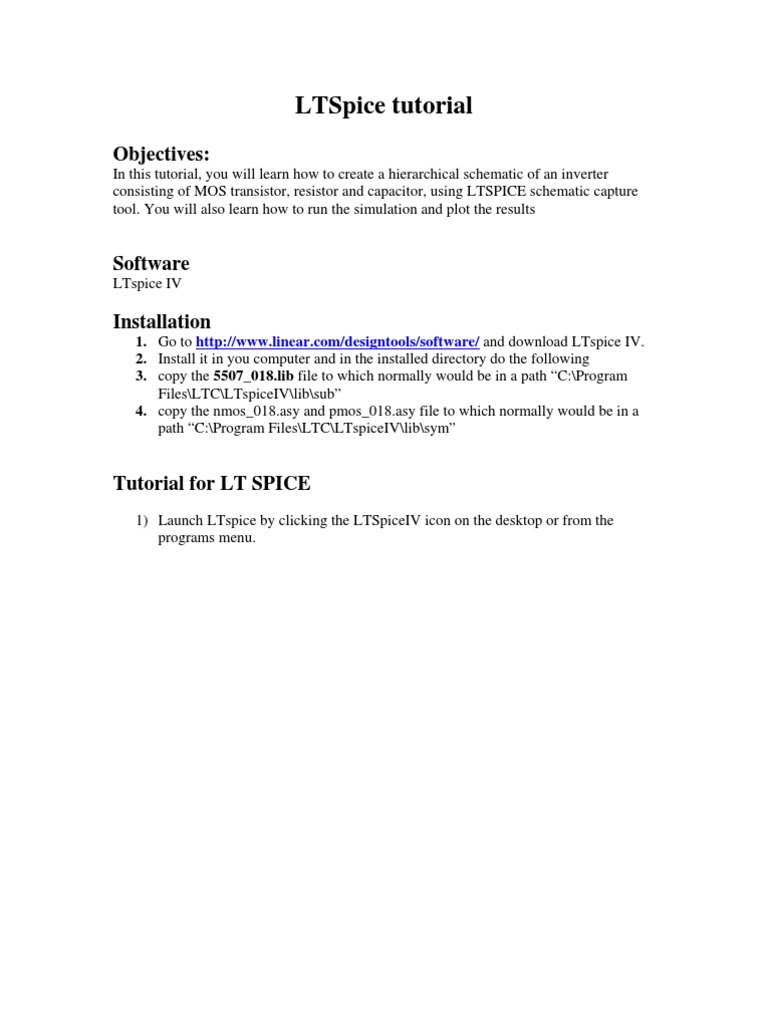Ltspice Tutorial: Objectives | PDF | Power Inverter | Direct Current