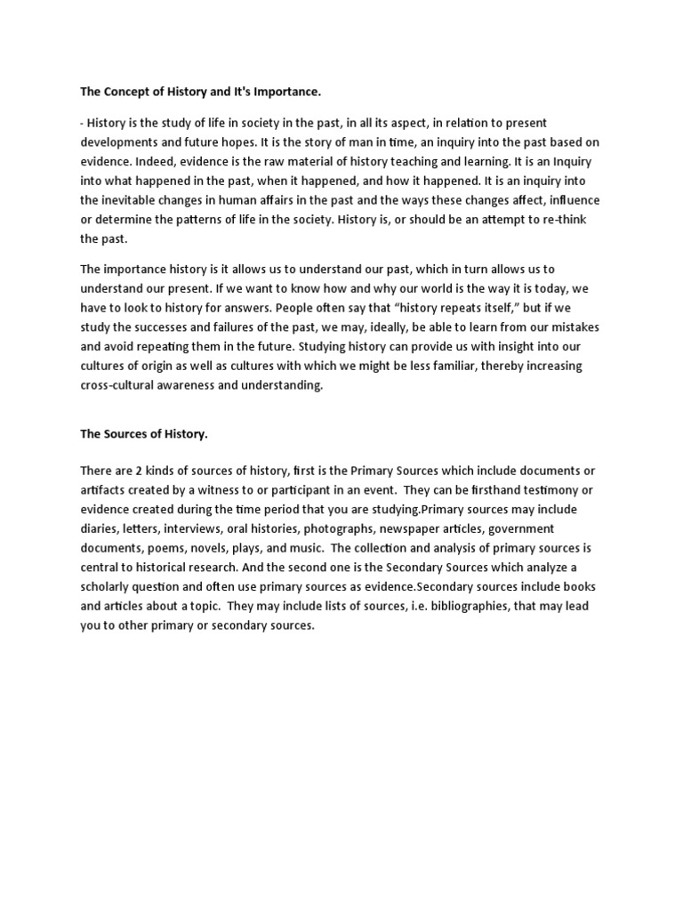 The Concept of History and It's Importance | PDF