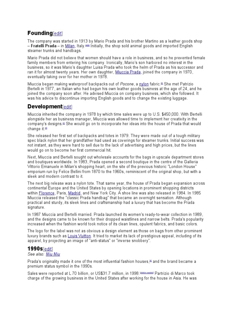 Prada | PDF | Brand | Fashion