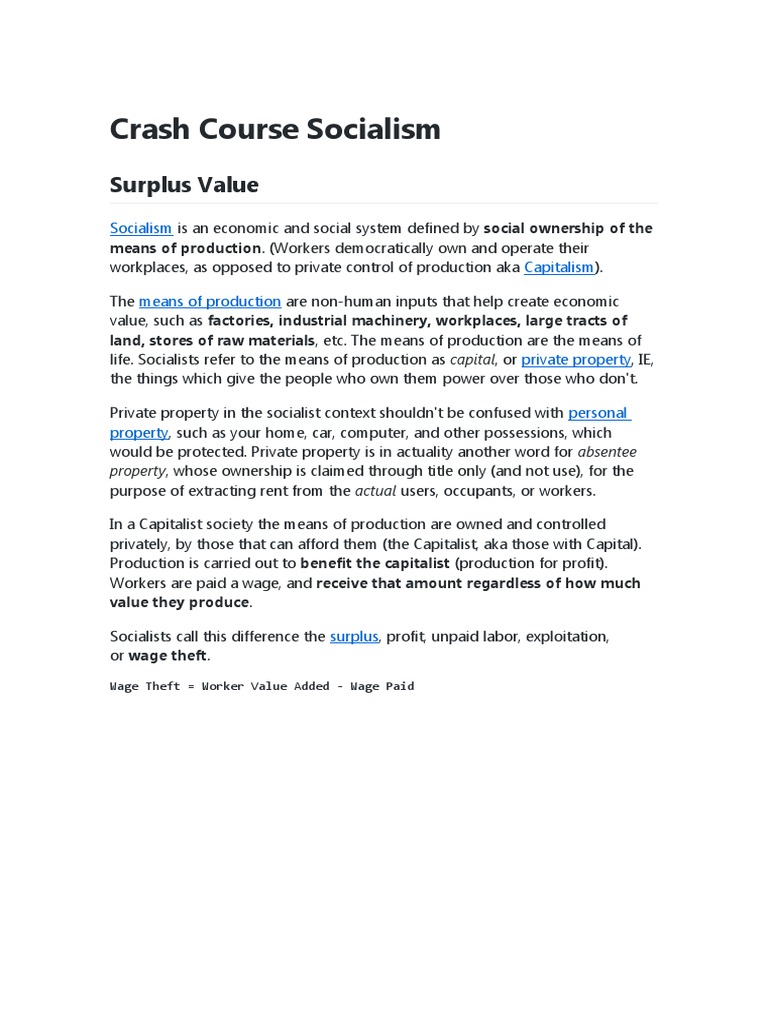 Crash Course Socialism | PDF | Capitalism | Socialism