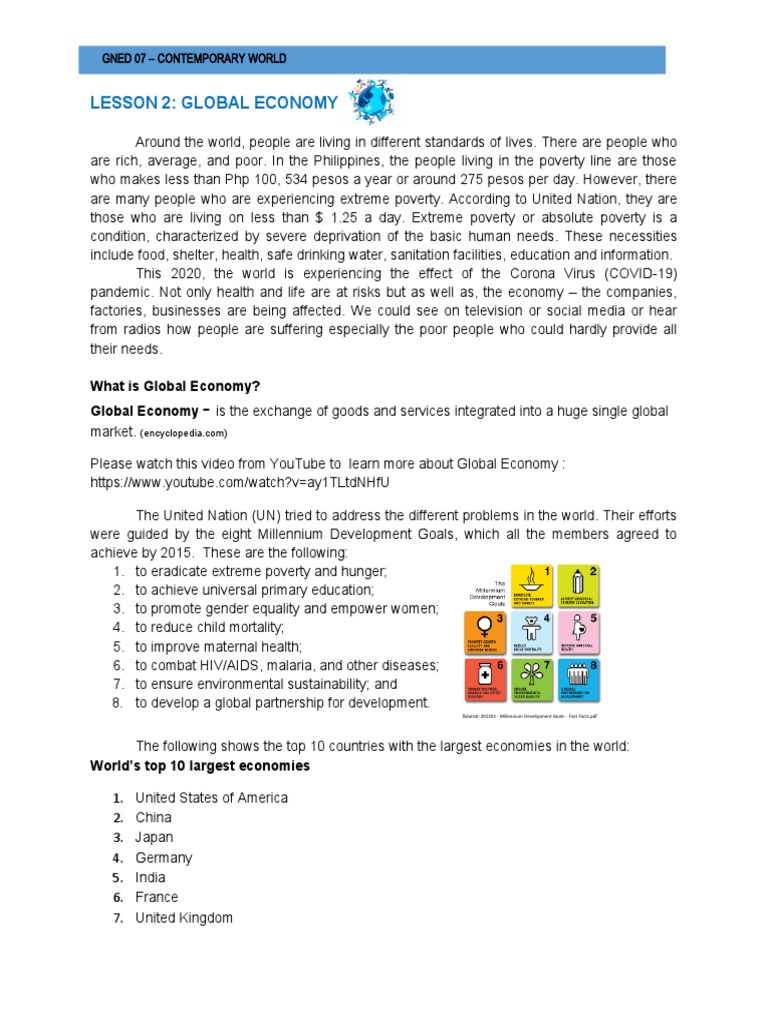 Lesson 2 - Global Economy | PDF | Economic Globalization | Globalization