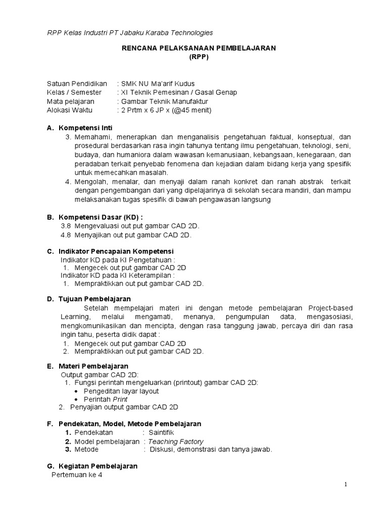 RPP GAMBAR MANUFAKTUR 8 Tefa | PDF | Karier & Perkembangan | Komputer