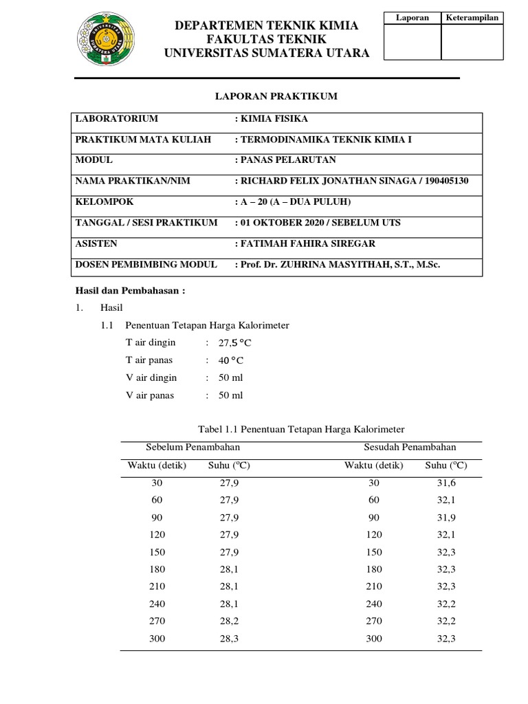 Praktikum Termodinamika: Panas Pelarutan | PDF