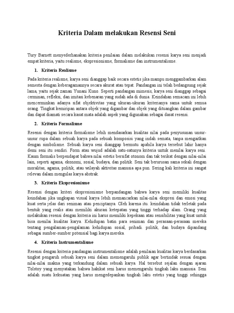 Kriteria Resensi Karya Seni | PDF