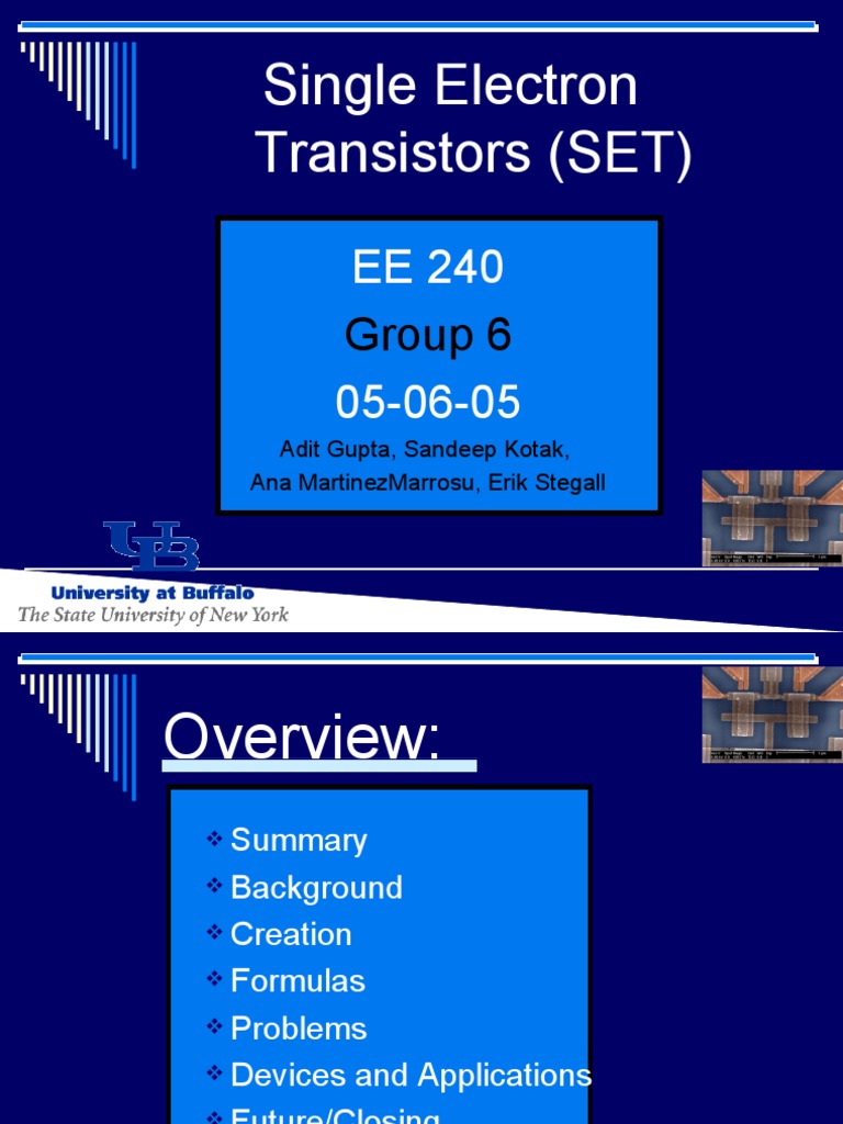 Single Electron Transistors Overview | PDF | Field Effect Transistor ...