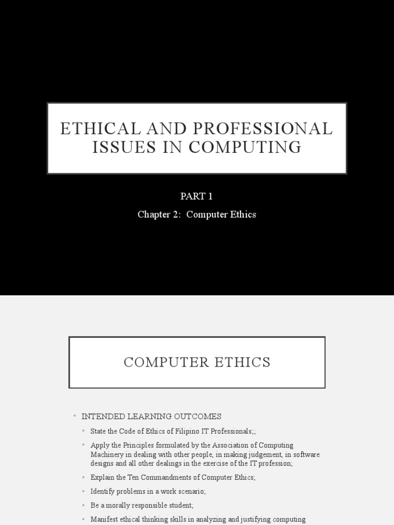 Ethical and Professional Issues in Computing: Chapter 2: Computer ...