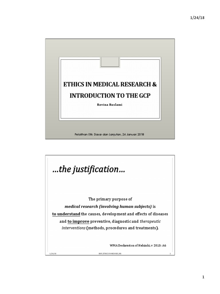 Ethics in Medical Research Intro To GCP - Print PDF | PDF | Clinical ...