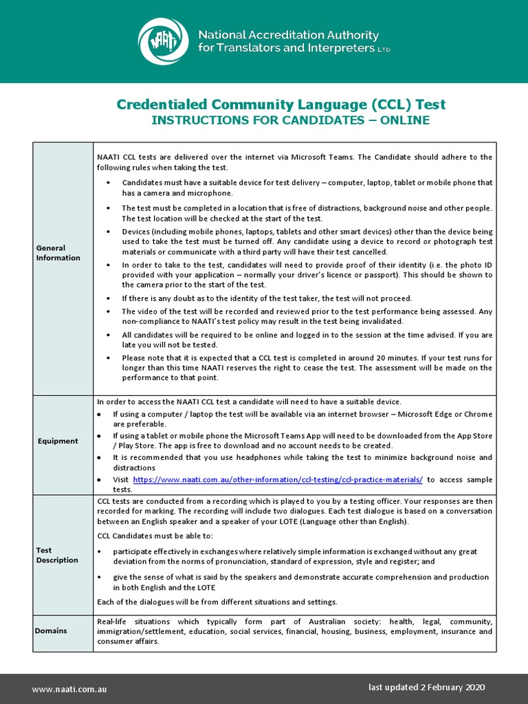 NAATI CCL Test Instructions for Candidates | PDF | Mobile App | Tablet ...