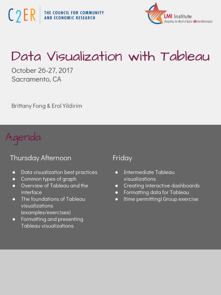 Data Visualization With Tableau: October 26-27, 2017 Sacramento, CA ...