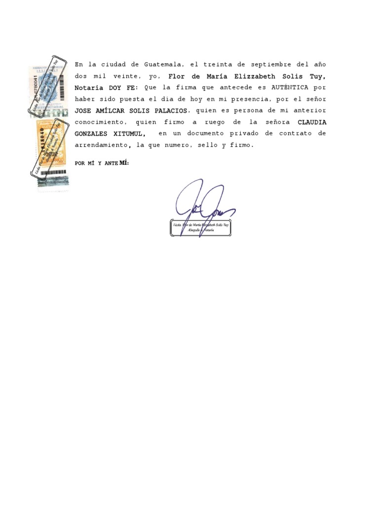 Firma a ruego en contrato de arrendamiento | PDF
