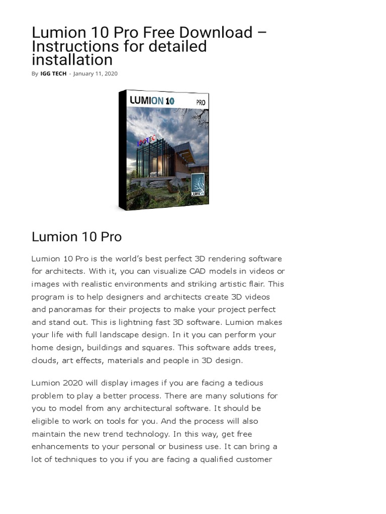 Lumion 10 Pro Free Download - Instructions For Detailed Installation ...