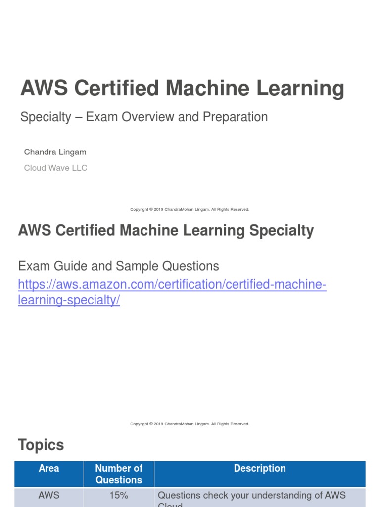 AWS Certified Machine Learning: Specialty - Exam Overview and ...