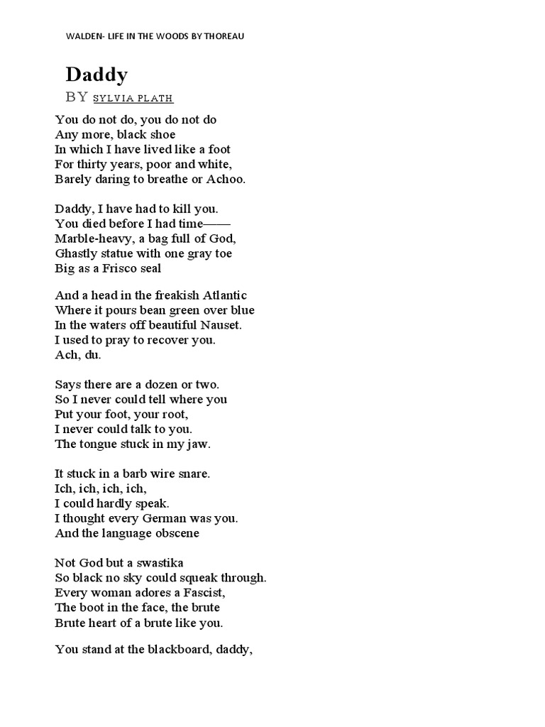 Daddy Poem | PDF | Sylvia Plath | Poetry