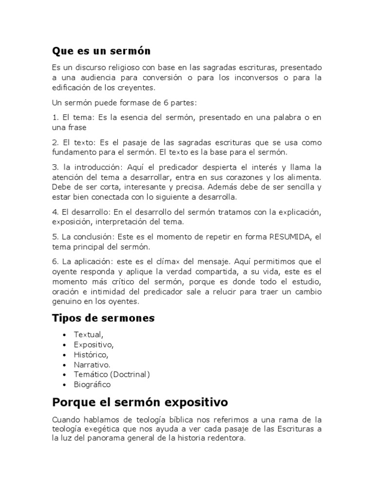 Que Es Un Sermón | PDF | Sermón | Biblia