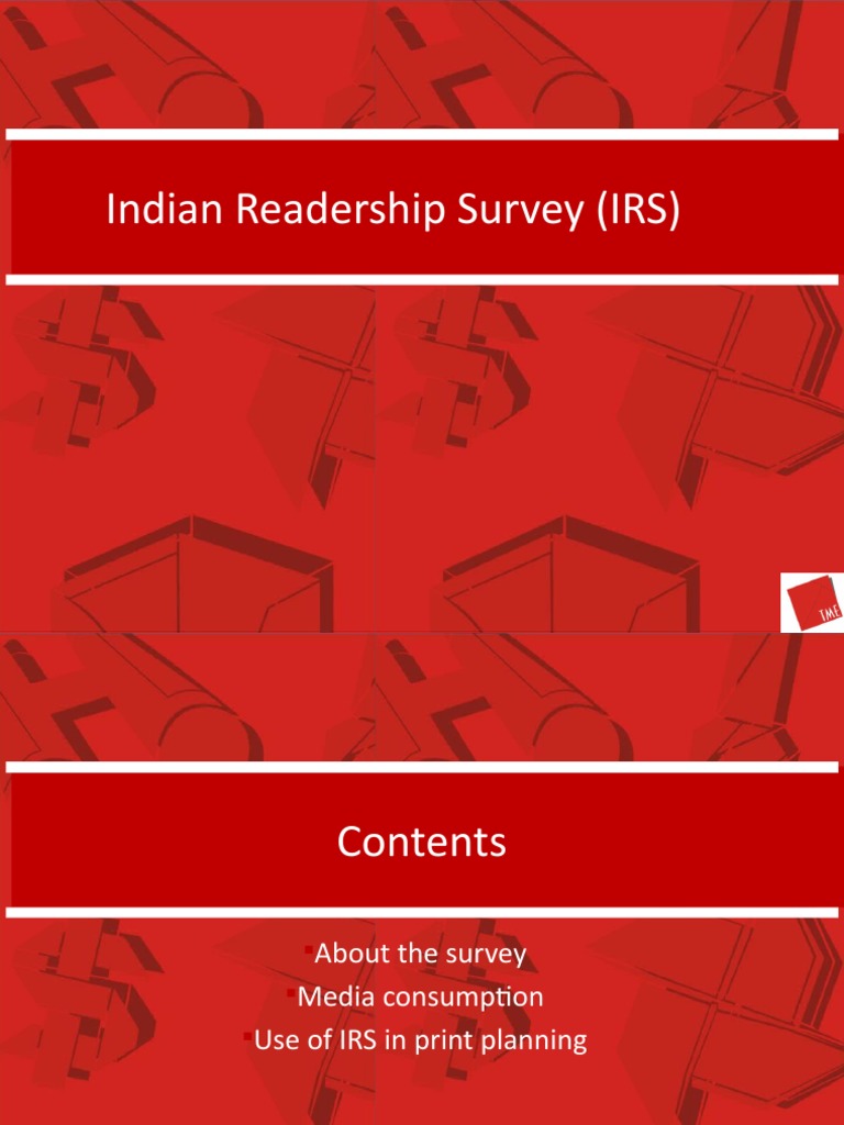 Indian Readership Survey (IRS) 20th Oct 2010 | PDF | Statistical Data Sets | Audience Measurement