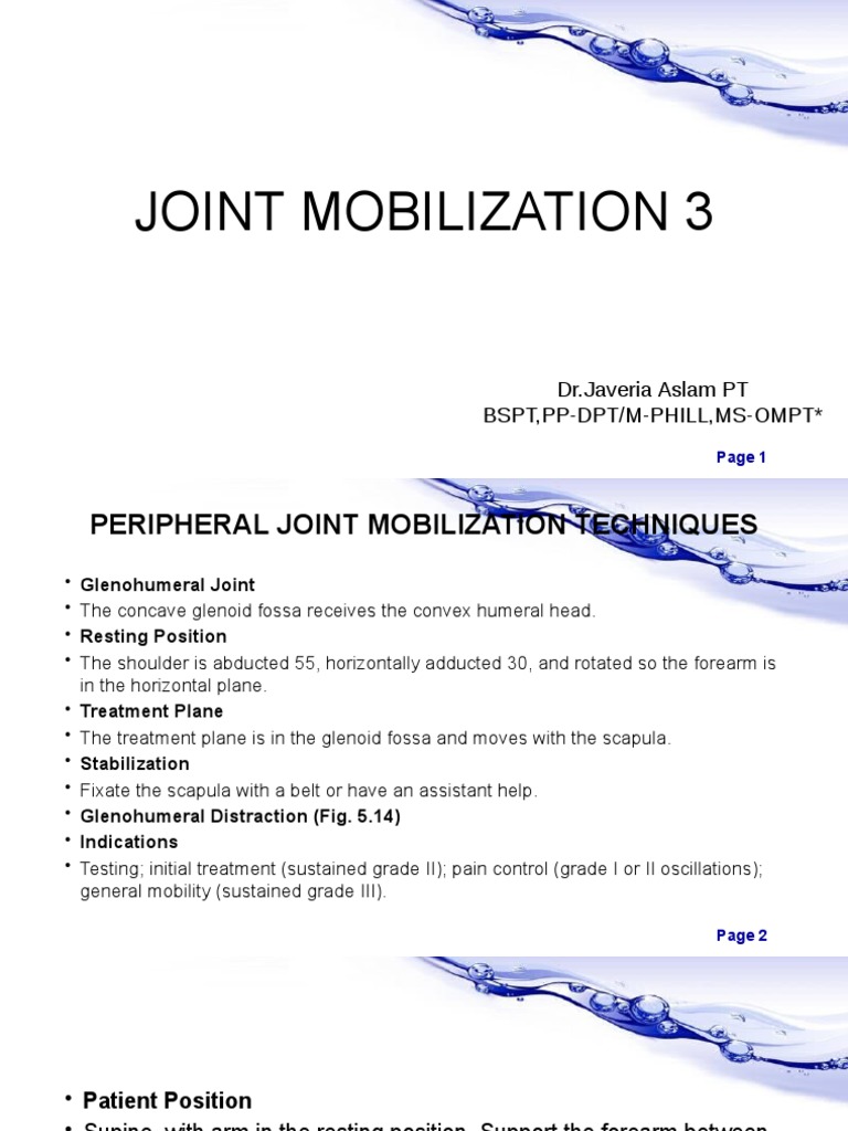 Glenohumeral Joint Mobilization Techniques | PDF | Anatomical Terms Of ...