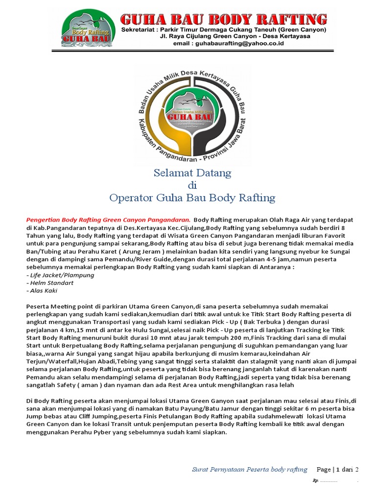 Proposal Body Rafting | PDF