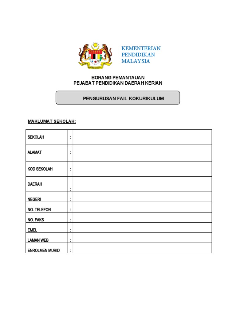 AKK-Borang Pemantauan Koku Daerah Kerian 2020 | PDF