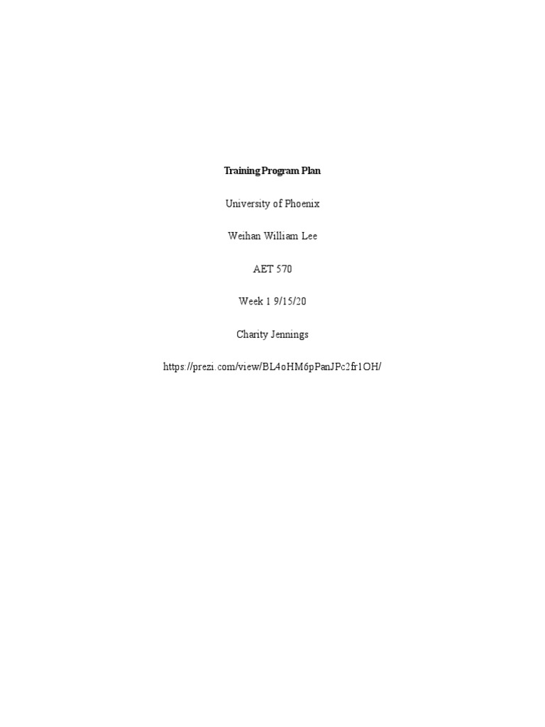 Aet 570 Training Program Plan | PDF | Program Evaluation | Mentorship