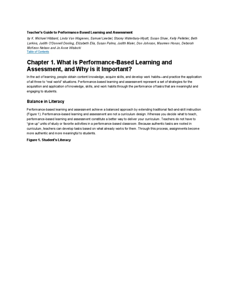 Chapter 1. What Is Performance-Based Learning and Assessment, and Why ...