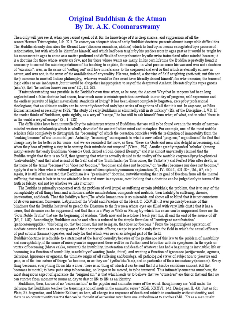 Ananda Coomaraswamy - Dhamma Wheel | PDF | Ātman (Hinduism) | Gautama ...