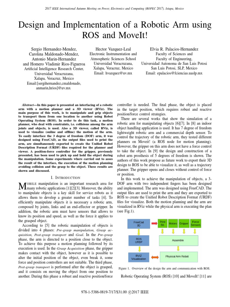 Design and Implementation of A Robotic Arm Using Ros and Moveit ...