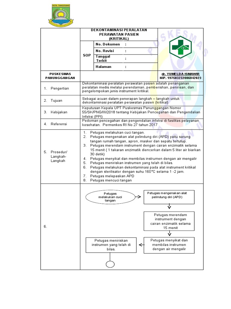 SOP Dekontaminasi (Kritikal) Peralatan Perawatan Pasien | PDF