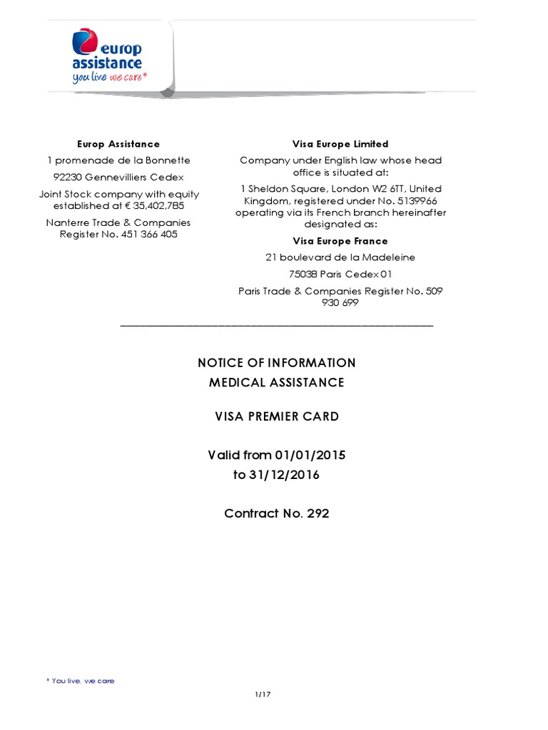 Europ Assistance Visa Europe Limited: You Live, We Care | PDF | Travel ...