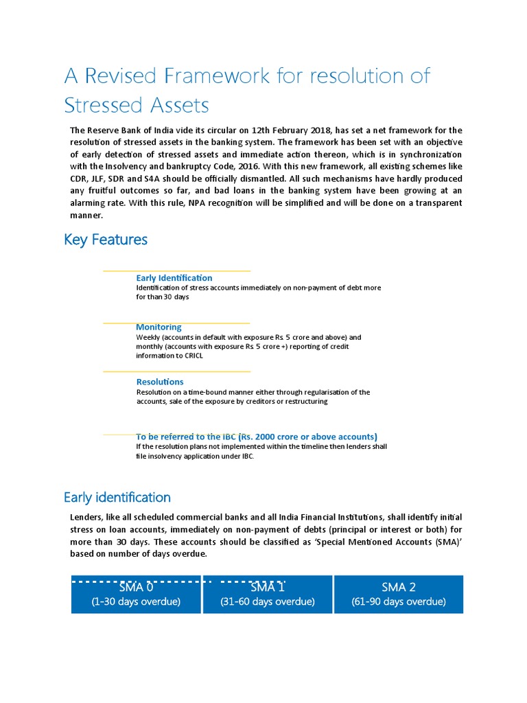 Revised Framework For Resolution of Stressed Assets | PDF | Loans | Credit