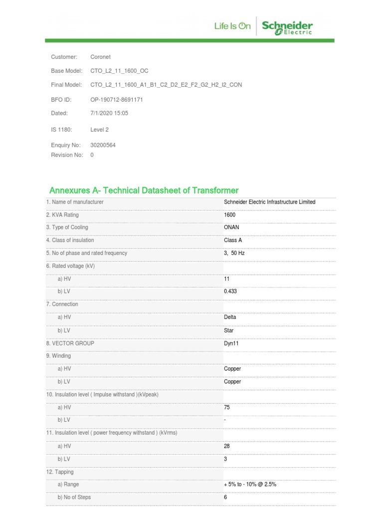 Technical Datasheet PDF | PDF | Transformer | Electrical Engineering