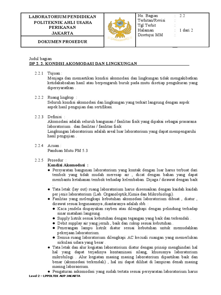 Dokumen Level 2. Kondisi Akomodasi Dan Lingkungan | PDF