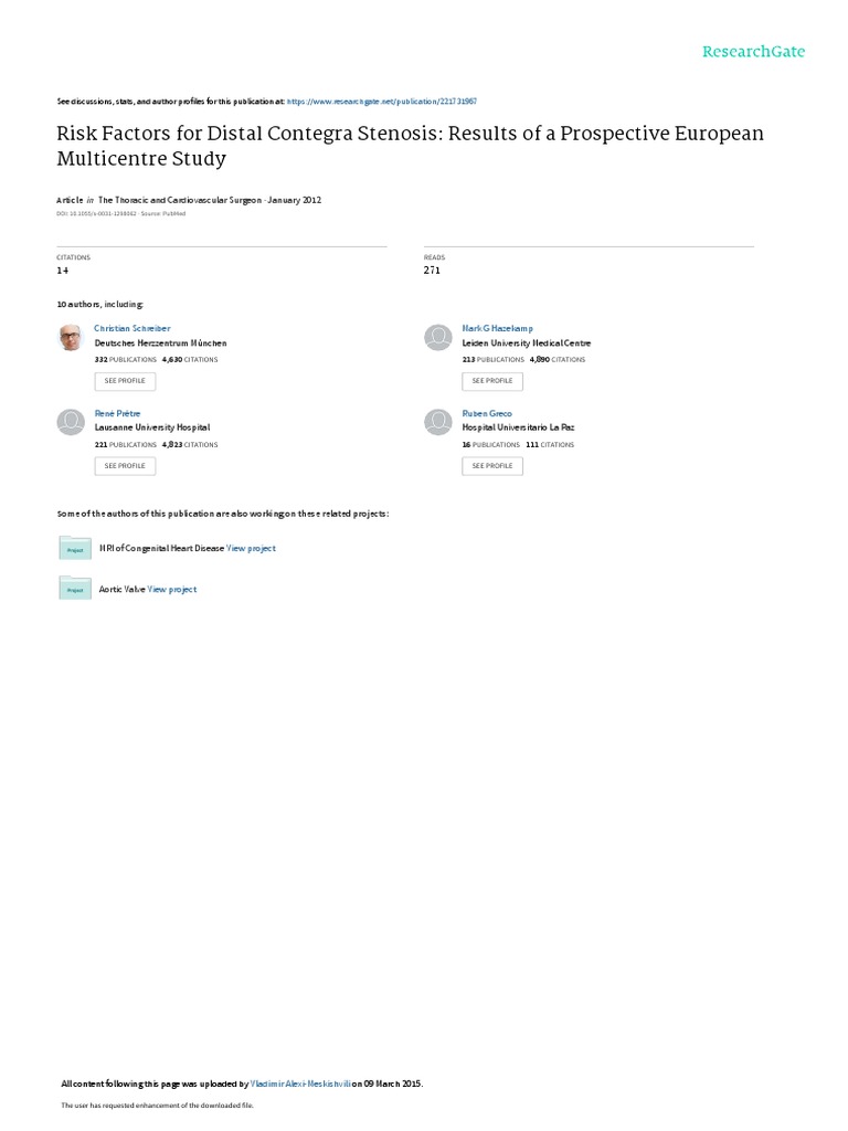 Contegra Study 2012 | PDF | Cardiothoracic Surgery | Cardiac Surgery