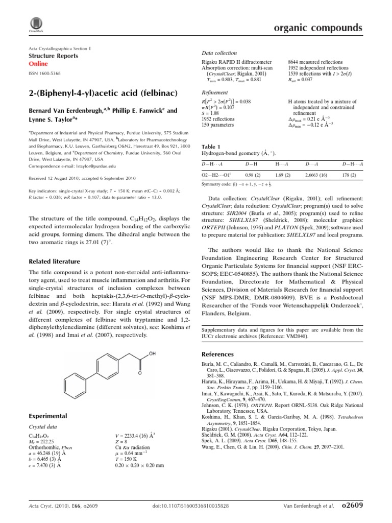 2 - (Biphenyl-4-Yl) Acetic Acid (Felbinac) : Organic Compounds | PDF ...