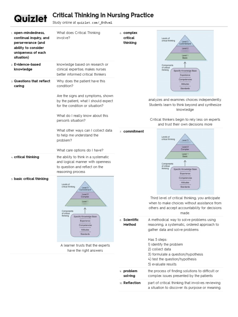Critical Thinking in Nursing Practice | PDF | Critical Thinking | Reason