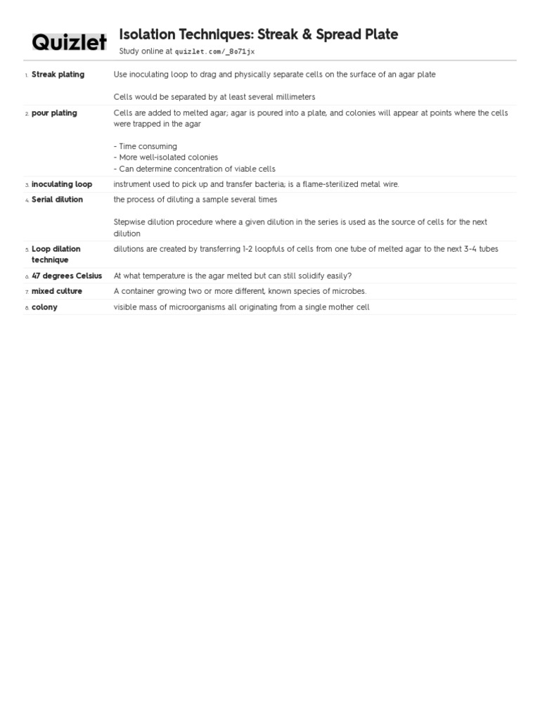 Isolation Techniques: Streak & Spread Plate | PDF