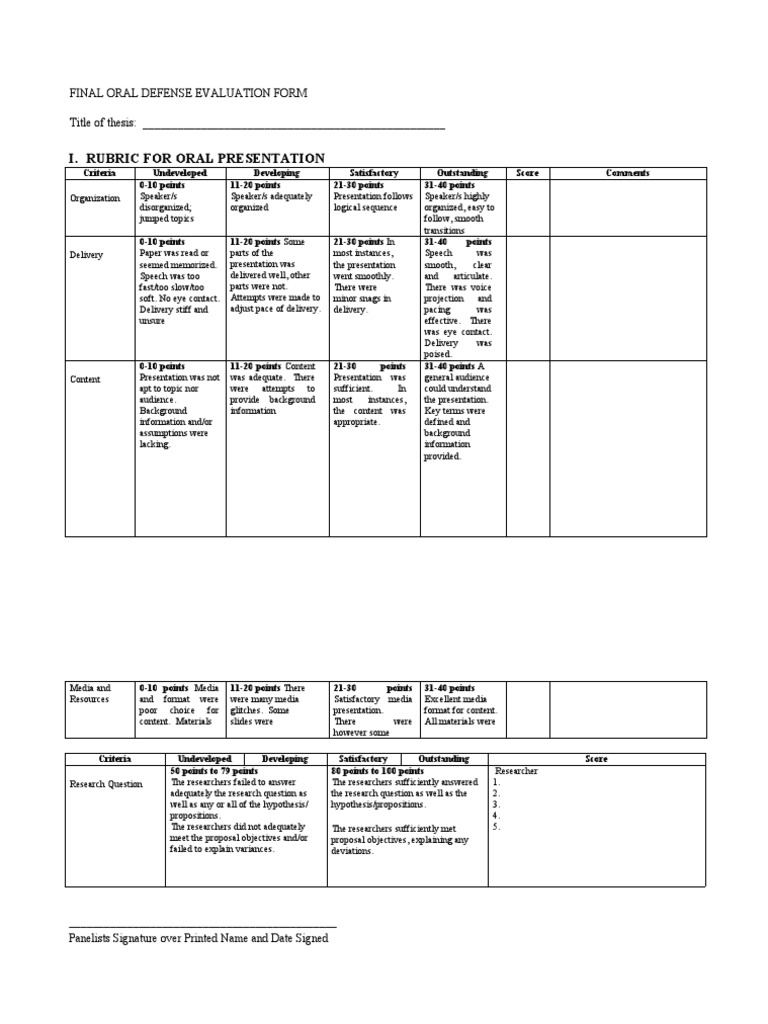 Thesis Evaluation Form | PDF | Question | Human Communication