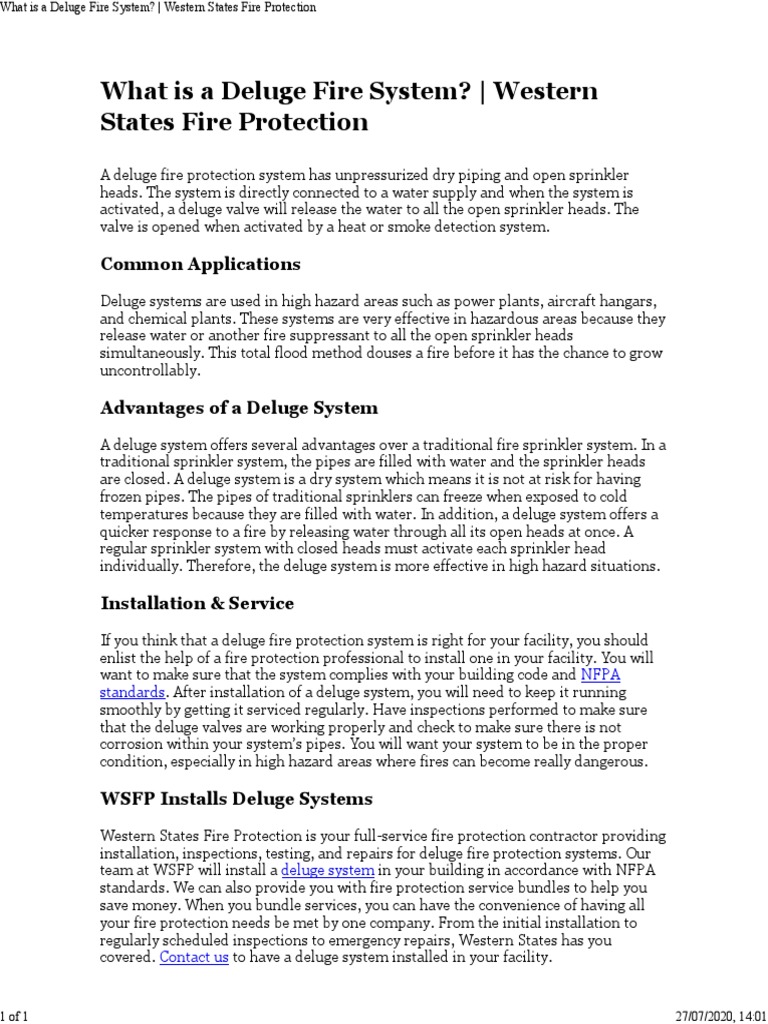 What Is A Deluge Fire System PDF | PDF | Fire Sprinkler System | Heat ...
