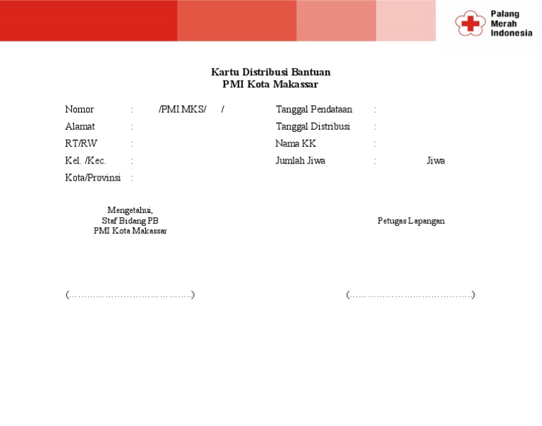 Kartu Distribusi Bantuan PMI | PDF