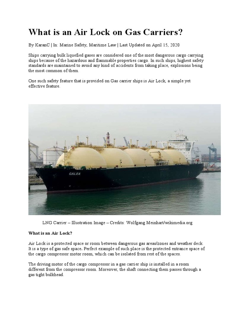 Air Lock On Gas Carriers | PDF