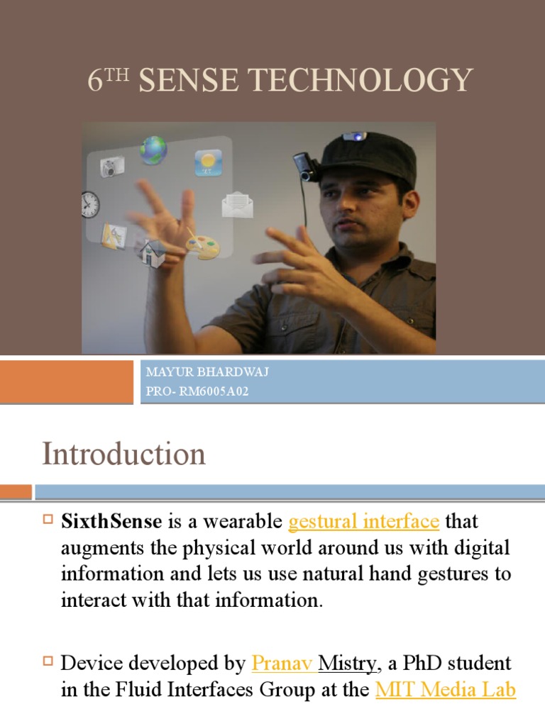 SIXTH SENSE TECHNOLOGY FOR INTERACTION | PDF | Smartphone | Wearable ...