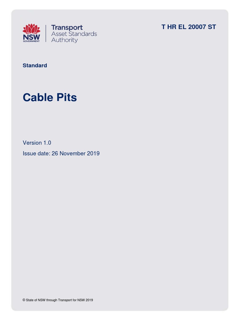 Cable Pits: Standard | PDF | Power Supply | Electrical Wiring