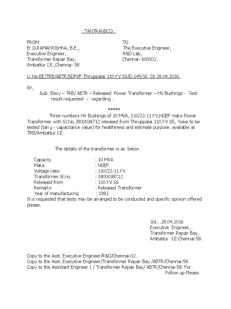 10 MVA Thiruppalai Bushing | PDF