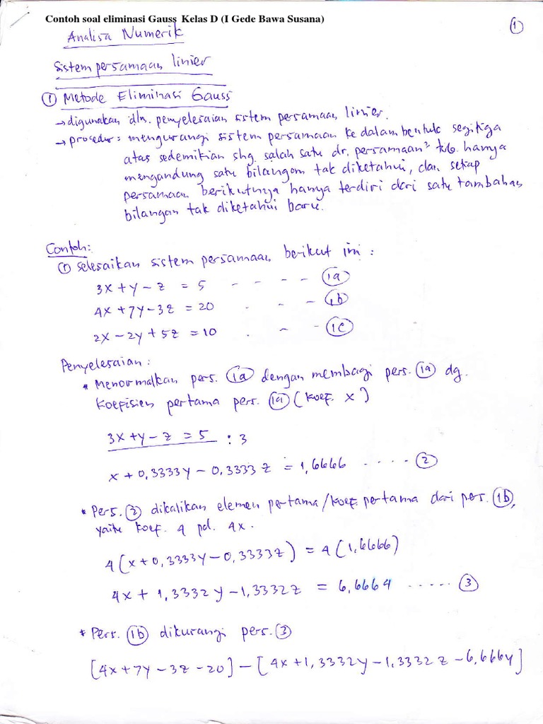 Contoh Soal Metode Eliminasi Gauss PDF | PDF
