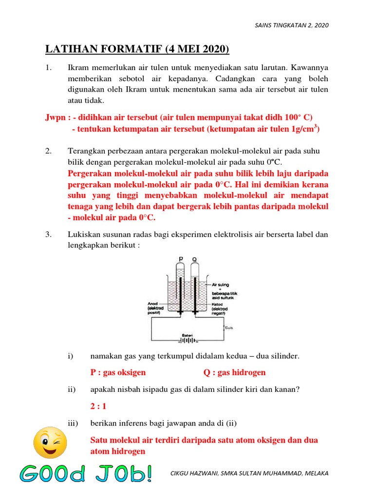 Jawapan LATIHAN SAINS TING 2 PKP (4 MEI) | PDF