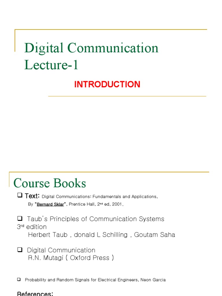 Digital Communication Lecture 1 Pdf Sampling Signal Processing Data Transmission
