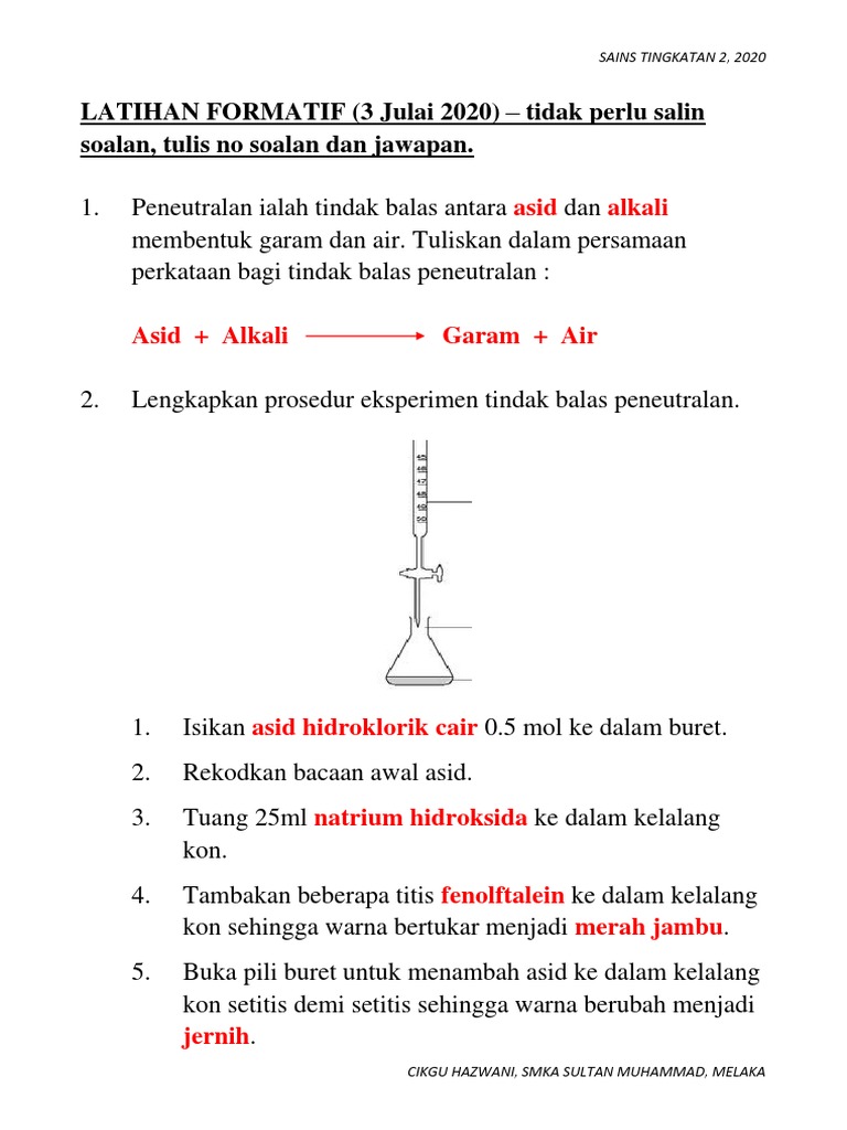 Jawapan LATIHAN SAINS TING 2 PKP (3 JULAI) PDF | PDF